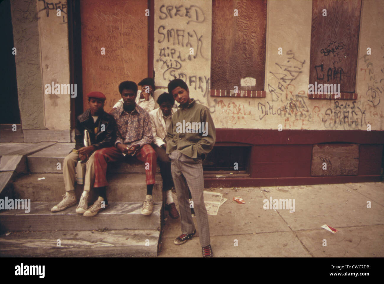 African American teenage street gang members in North Philadelphia ...