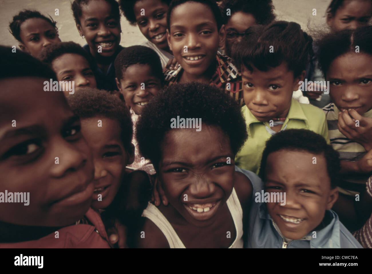 African American children on the street in North Philadelphia. Ca. 1975 ...