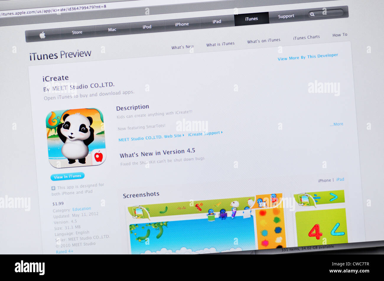 iCreate app website - picture creating for children Stock Photo - Alamy