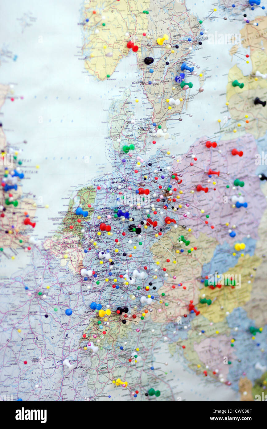Berlin, Europe map, are inserted into the pin Stock Photo - Alamy