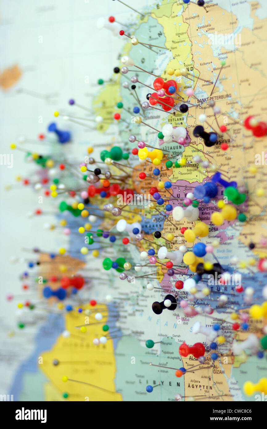 Berlin, Europe map, are inserted into the pin Stock Photo - Alamy