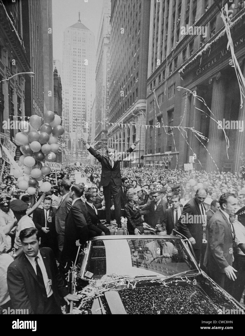 Nixon 1968 Presidential Campaign. Richard Nixon in a campaign motorcade ...