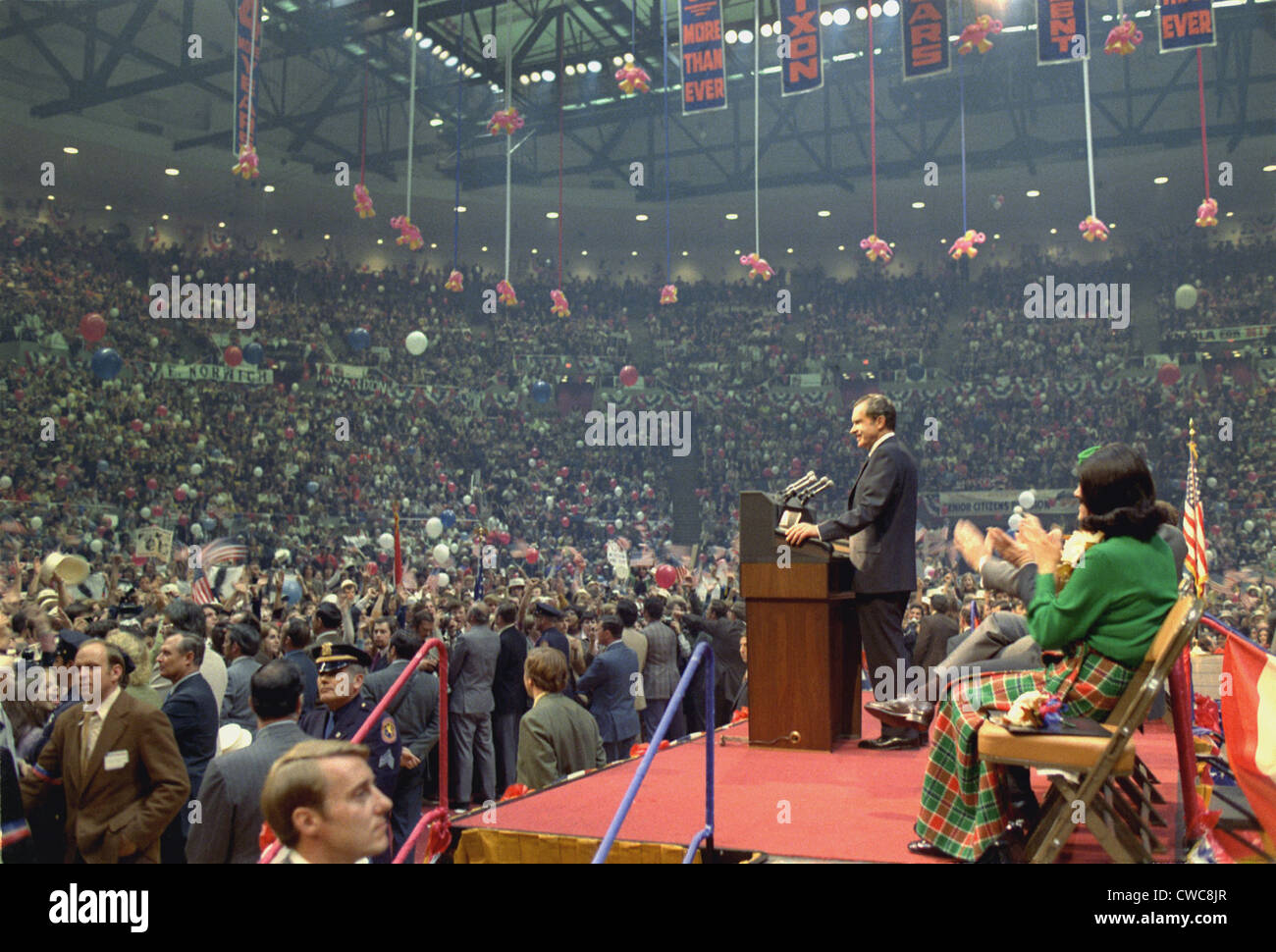 Nixon 1972 Re-election Campaign. Richard Nixon speaking at a campaign ...