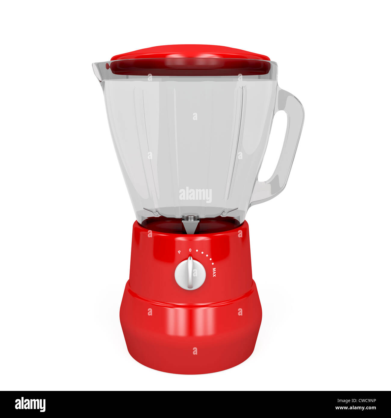 Red electric blender on white background Stock Photo - Alamy