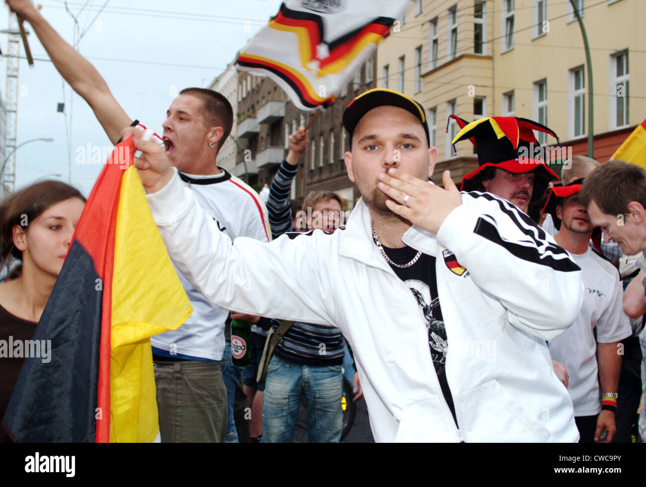 Berlin, German football fans cheering Stock Photo - Alamy