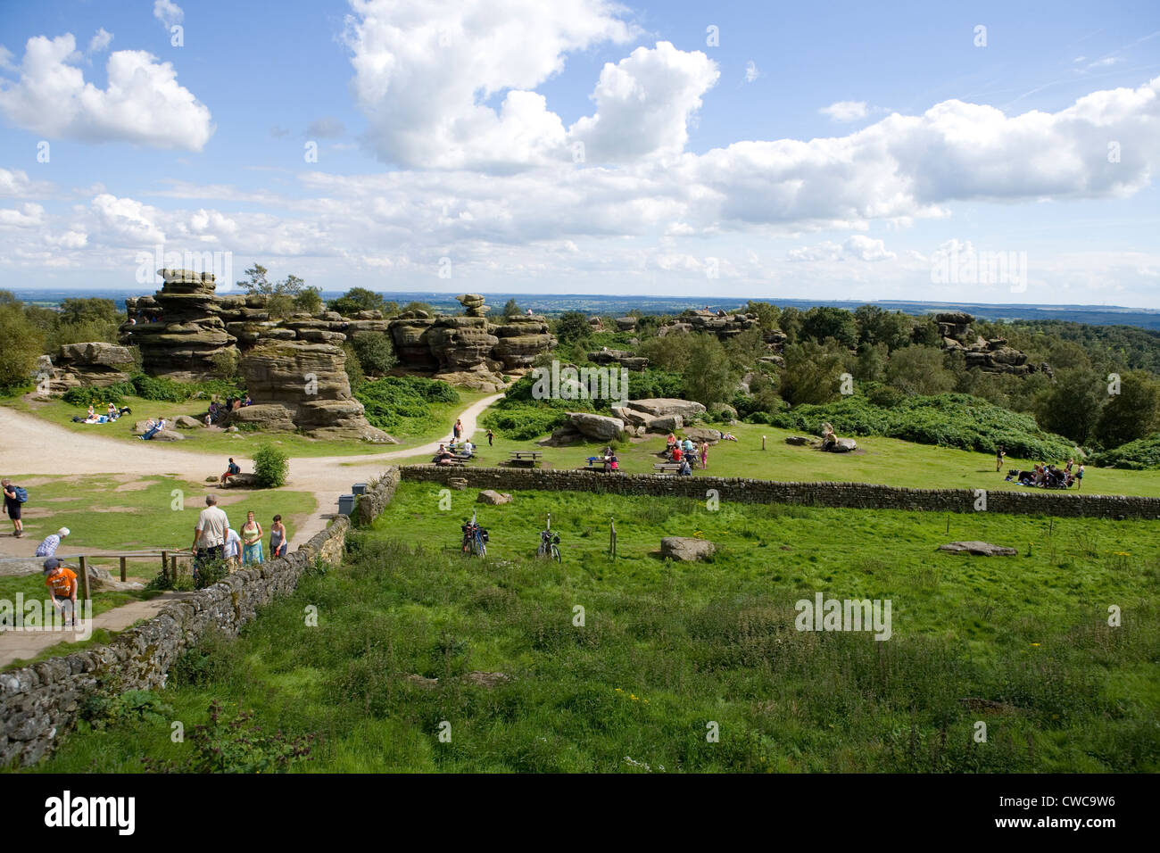 Tourists at Brimham Rocks National Trust Stock Photo - Alamy