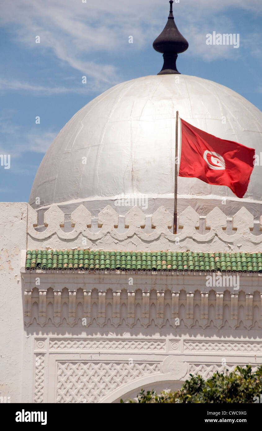 landmark large silver dome mosque Sousse Tunisia Africa with national ...
