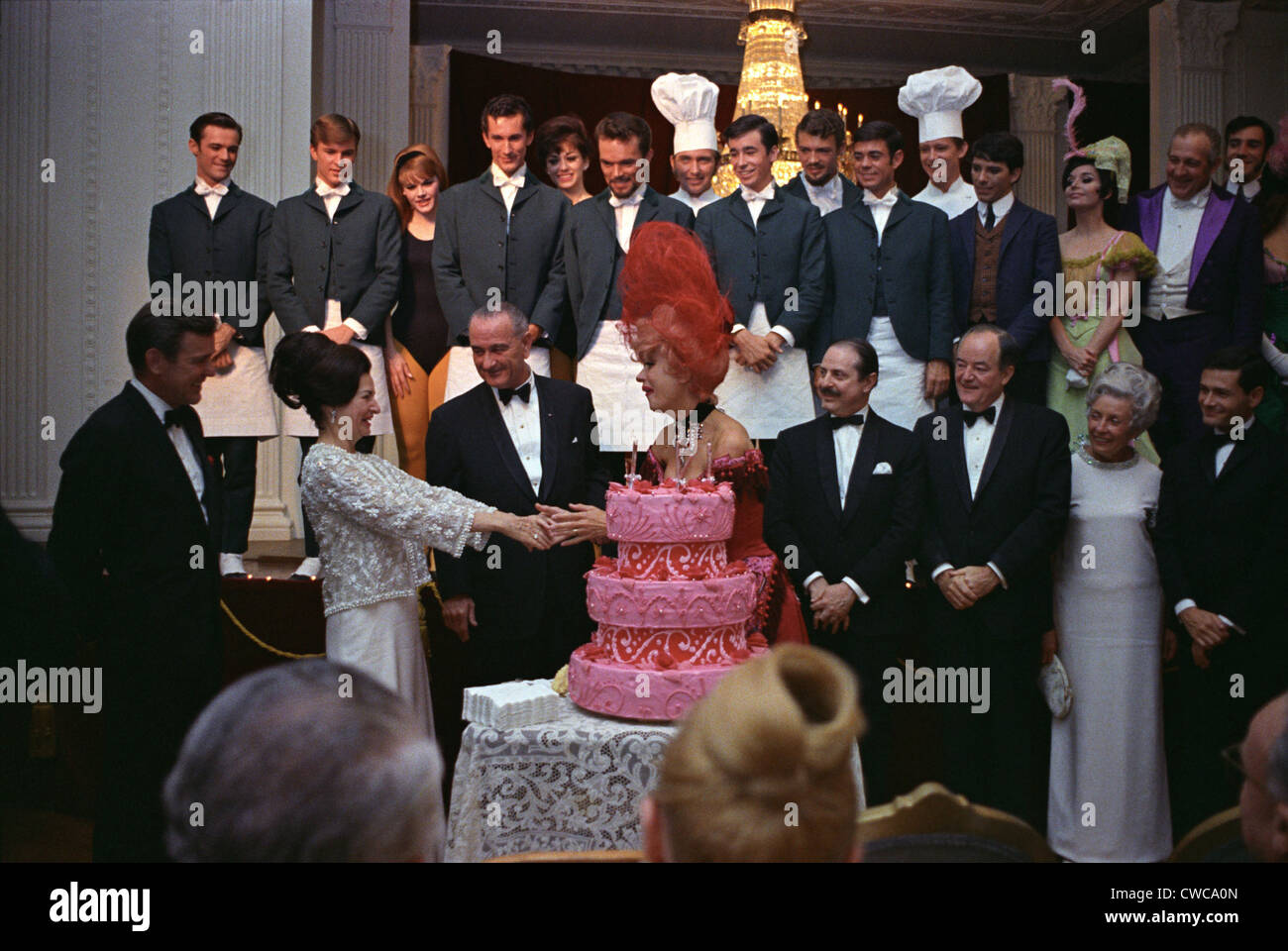 Lady Bird Johnson thanks Carol Channing and cast members after their ...
