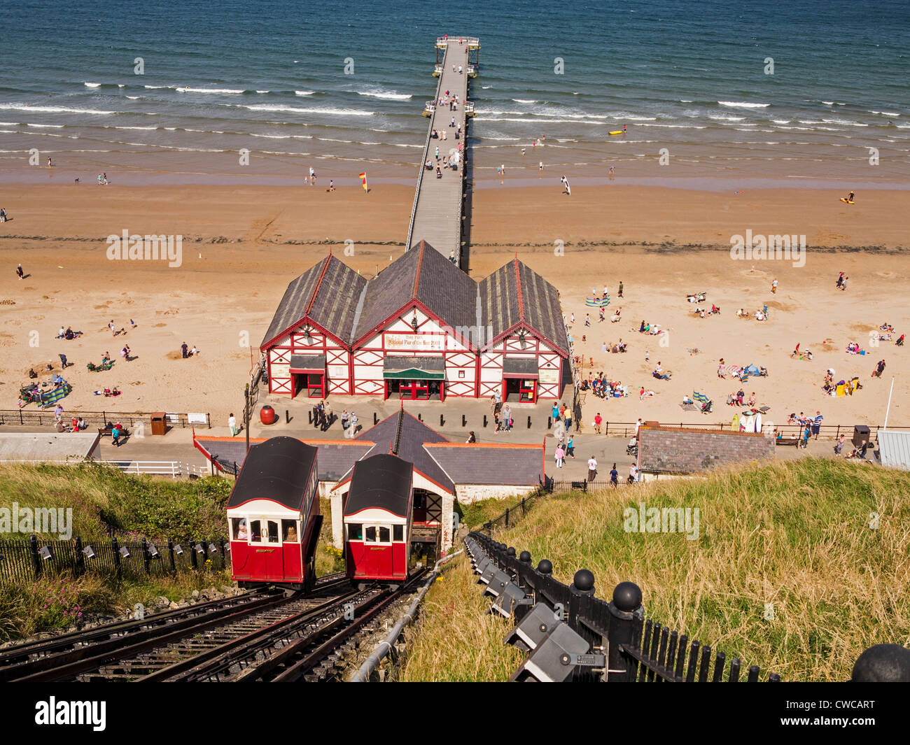 Saltburn-by-the-Sea Pier and Cliff Lift Cleveland UK Stock Photo - Alamy