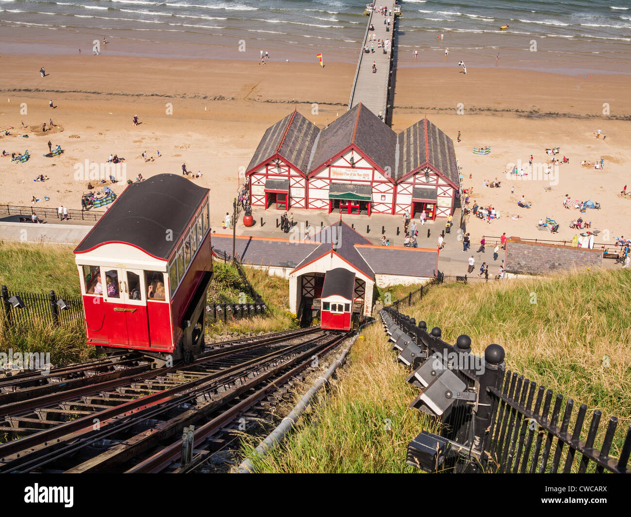 Saltburn-by-the-Sea Pier and Cliff Lift Cleveland UK Stock Photo - Alamy