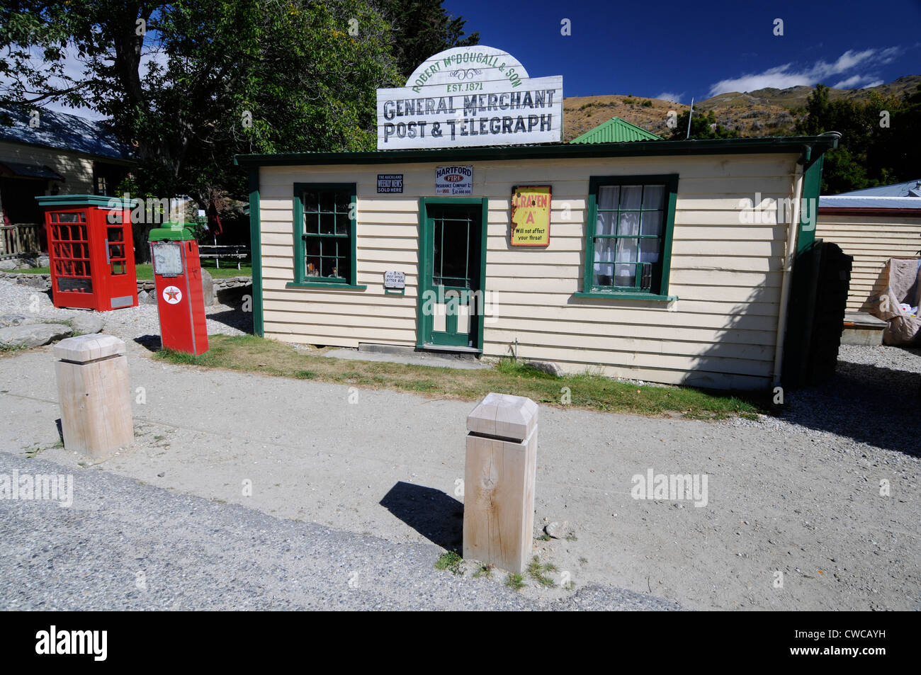 A wooden buildings of the Gold rush pioneering days in Cardrona, is the ...