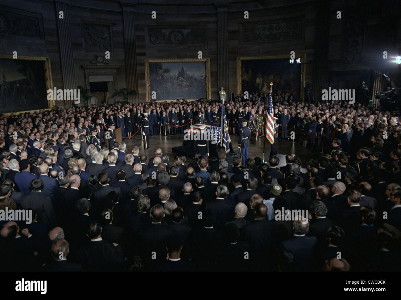 President Lyndon Johnson lying in state in the Capitol Rotunda ...