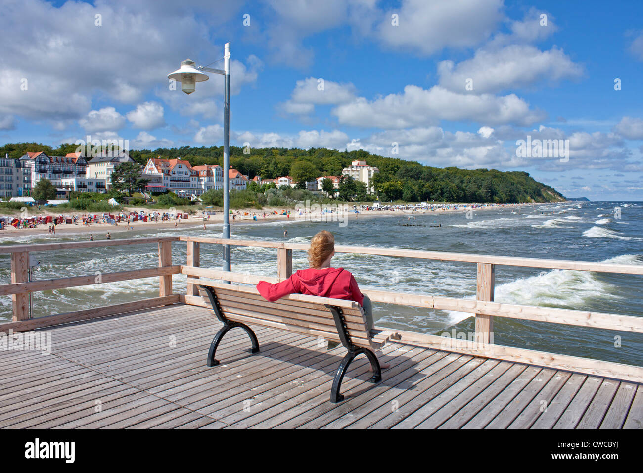 Bansin beach and pier, Usedom Island, Baltic Sea Coast, Mecklenburg ...