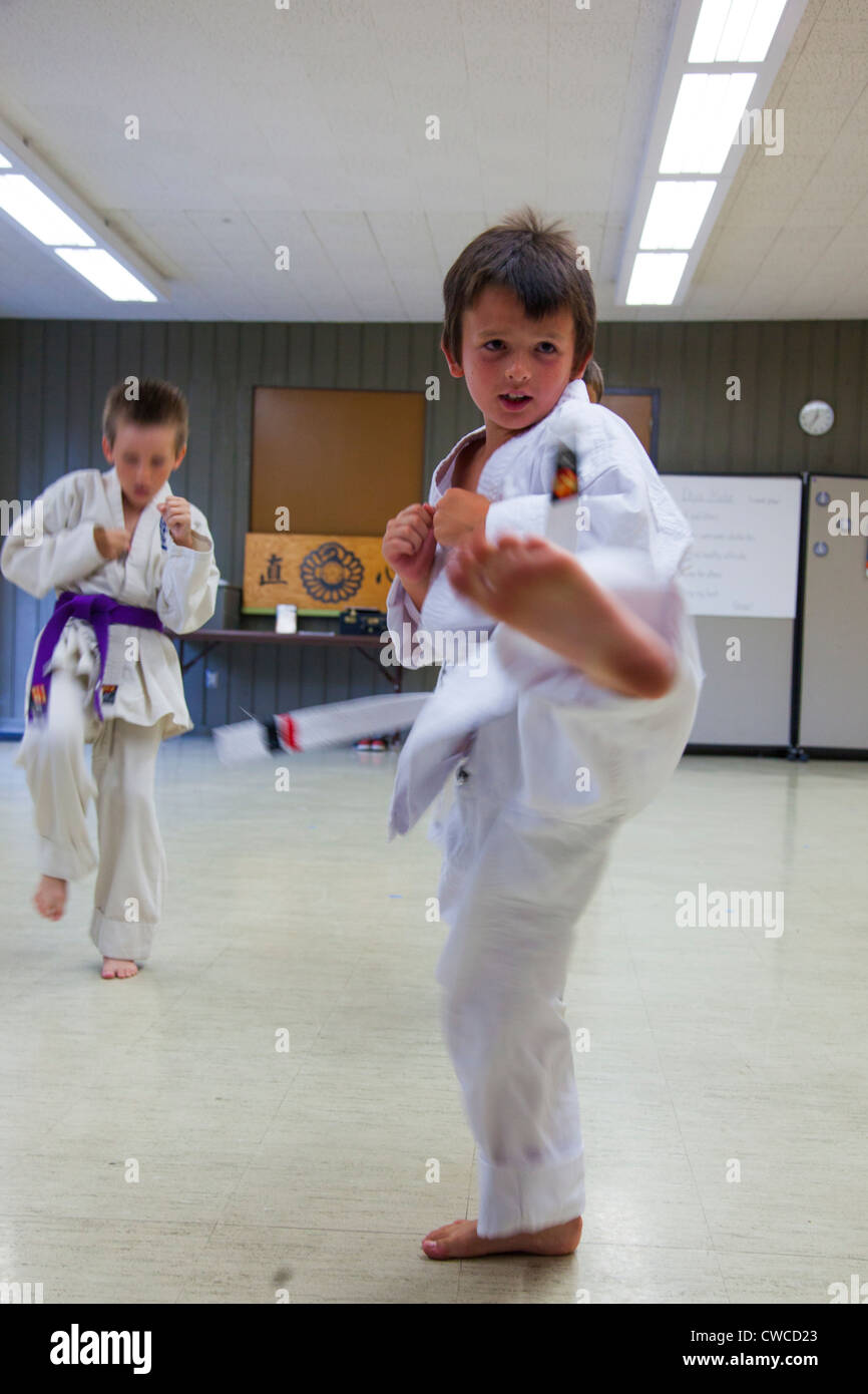 Young boy practicing karate in San Diego, CA Stock Photo - Alamy