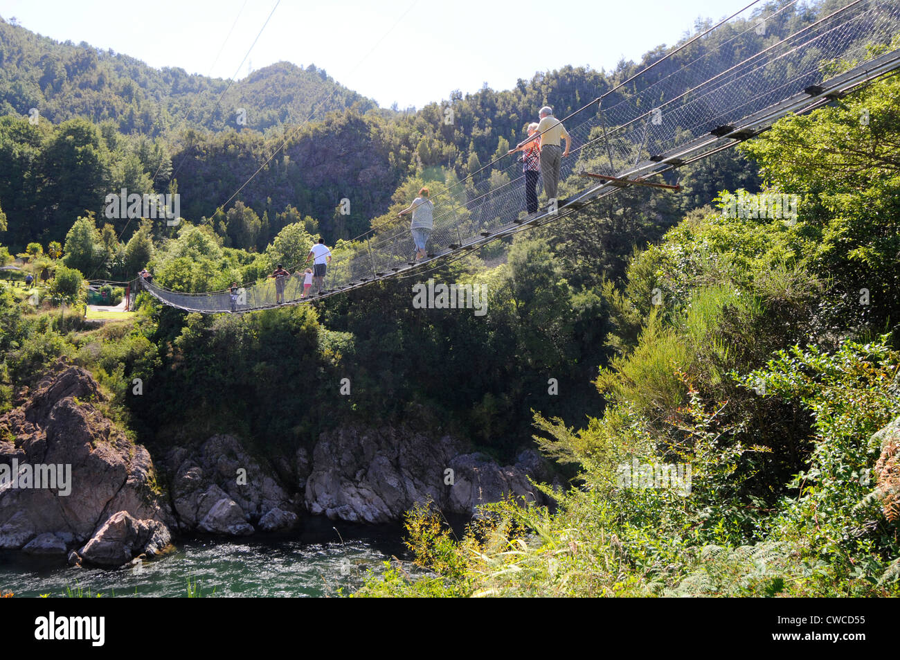 New Zealand's longest swing bridge across the Buller River at Buller ...