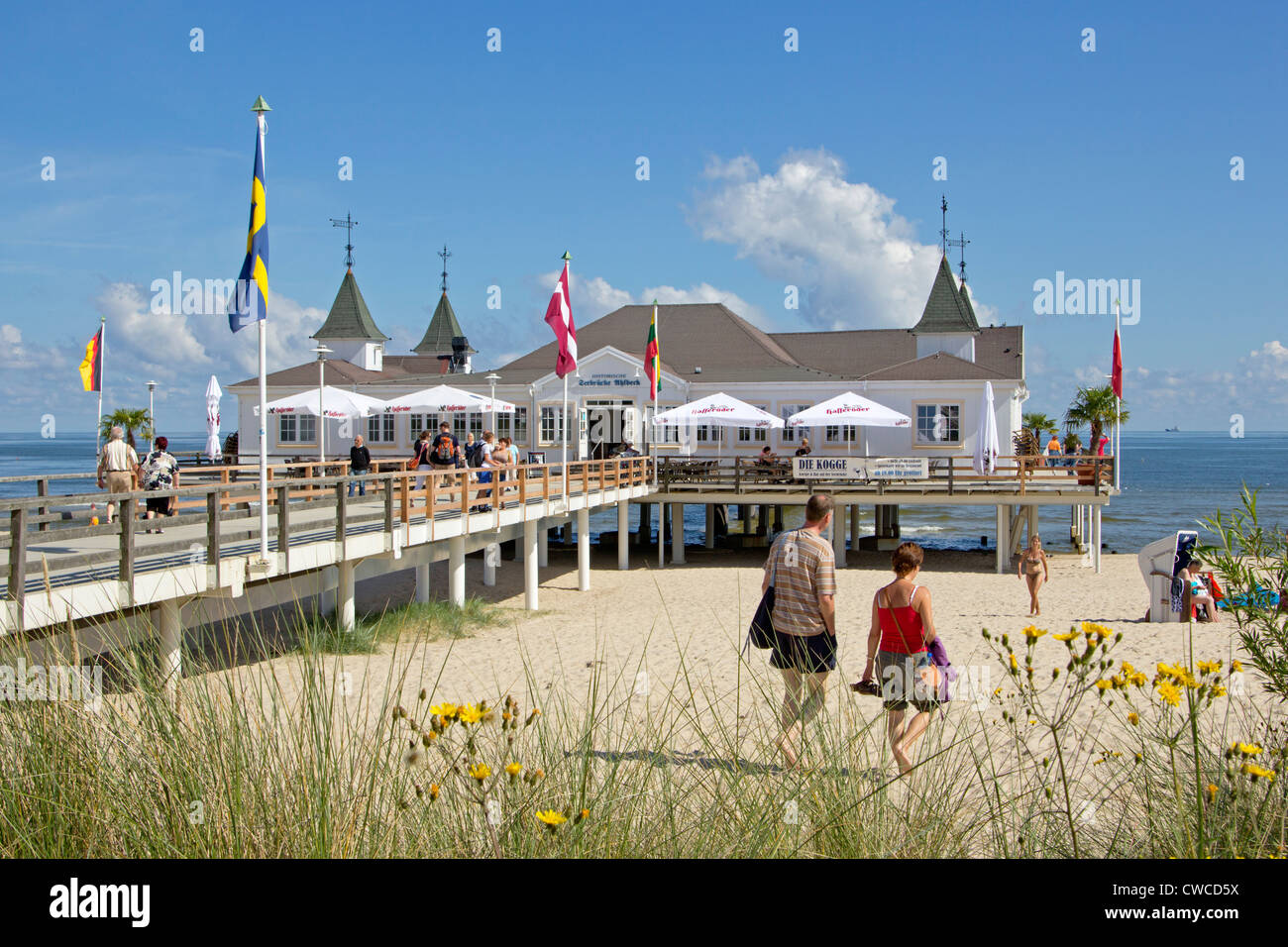 pier of Ahlbeck, Usedom Island, Baltic Sea Coast, Mecklenburg-West ...