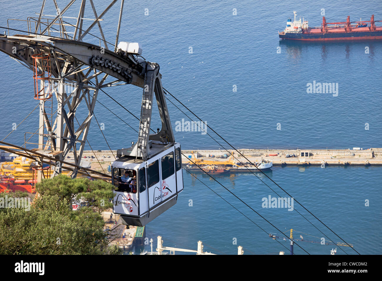 Gibraltar Cable Car and sea bay below Stock Photo - Alamy