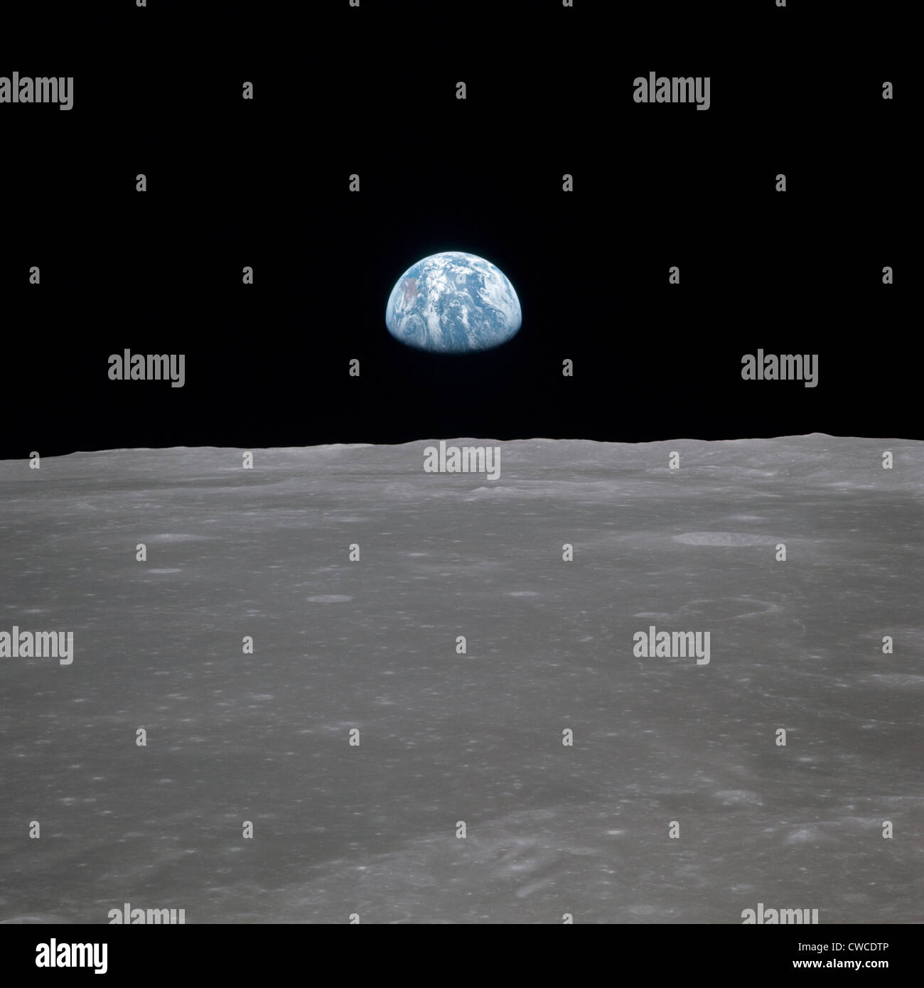 Apollo 11 Earth rise over the Moon. Earth on the horizon in the Mare ...