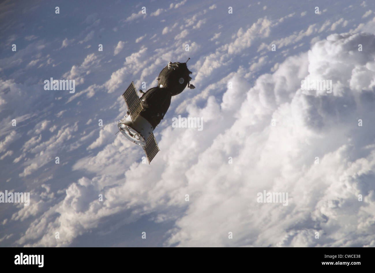 Soyuz 14 spacecraft approaches the International Space Station. Onboard ...
