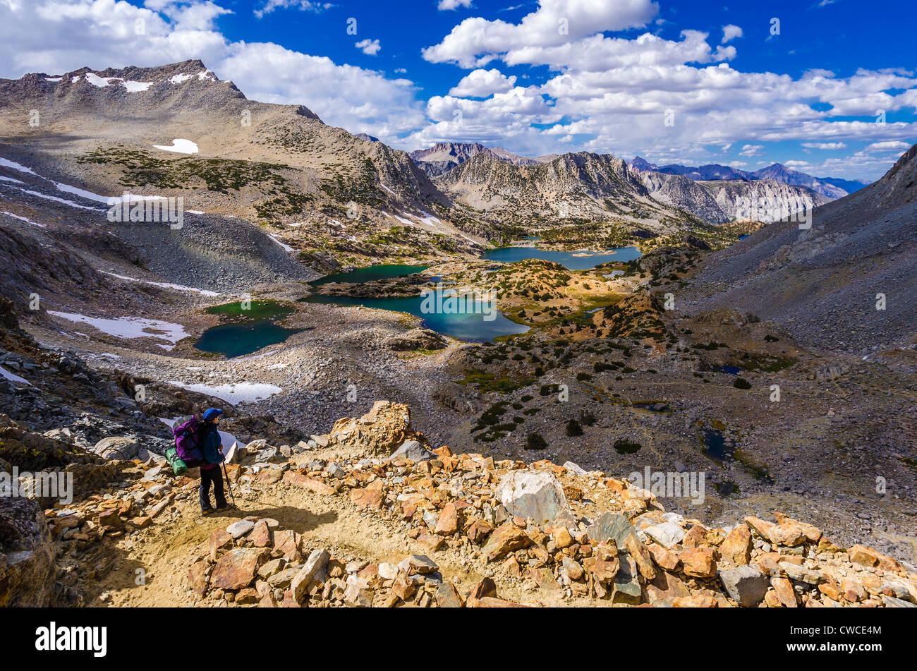Backpacker on the Bishop Pass Trail, John Muir Wilderness, Sierra ...