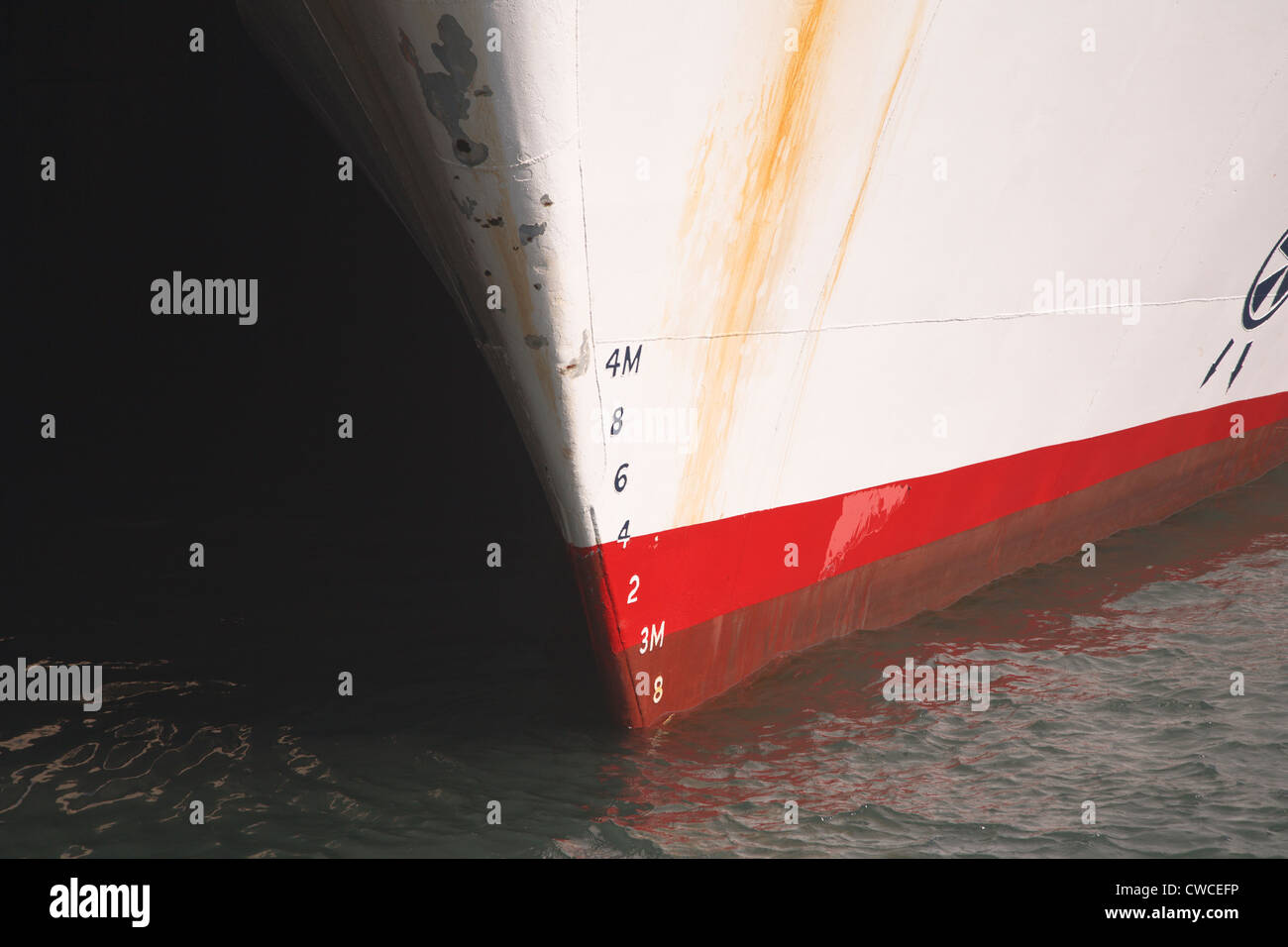 Depth markers on the bows of the Scillonian 3 passenger ship Stock ...