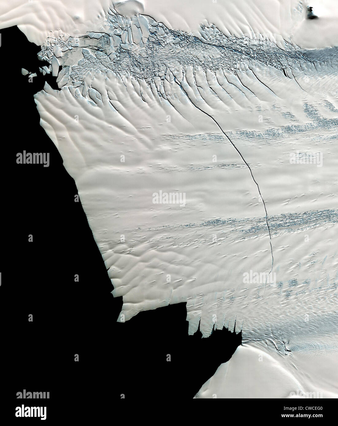Massive crack across the Pine Island Glacier. Draining into the into ...