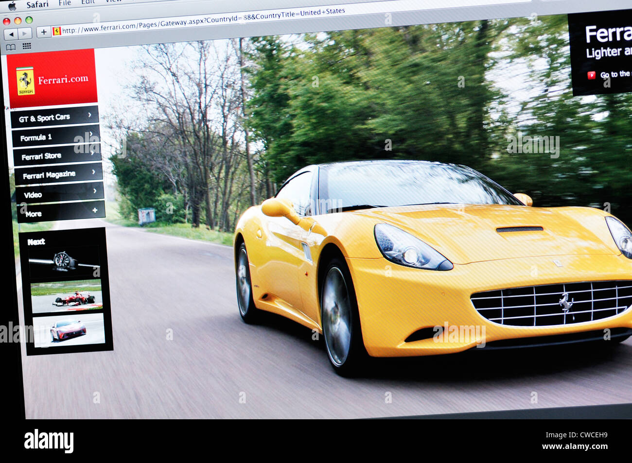 Ferrari website - sports car manufacturer Stock Photo - Alamy