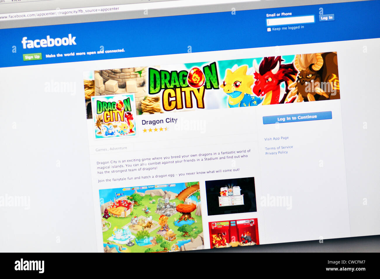 Facebook website - Dragon City app Stock Photo - Alamy
