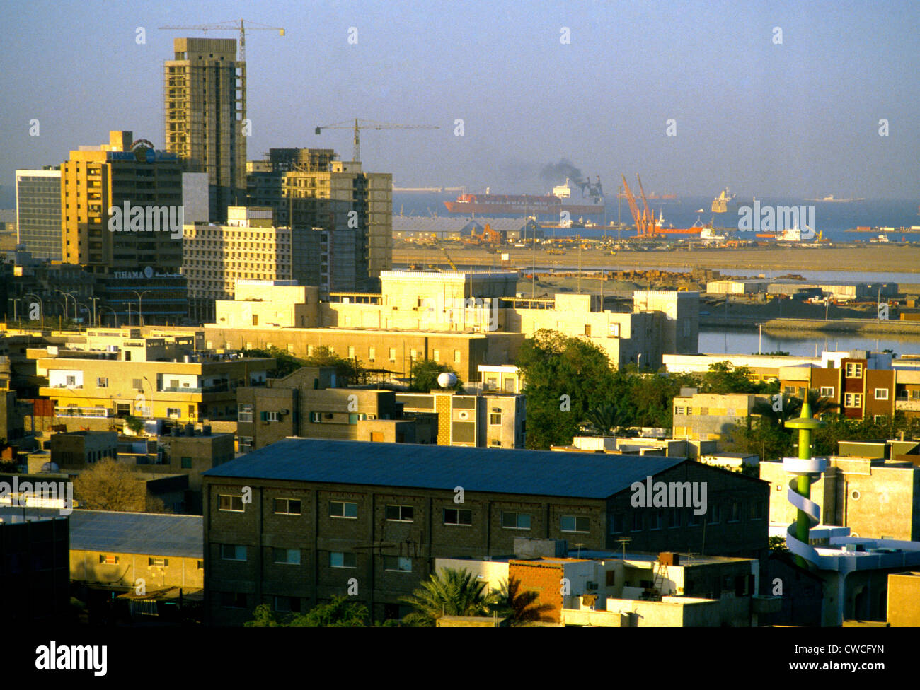 Jeddah Saudi Arabia View Of The Port With Large Ship Stock Photo - Alamy
