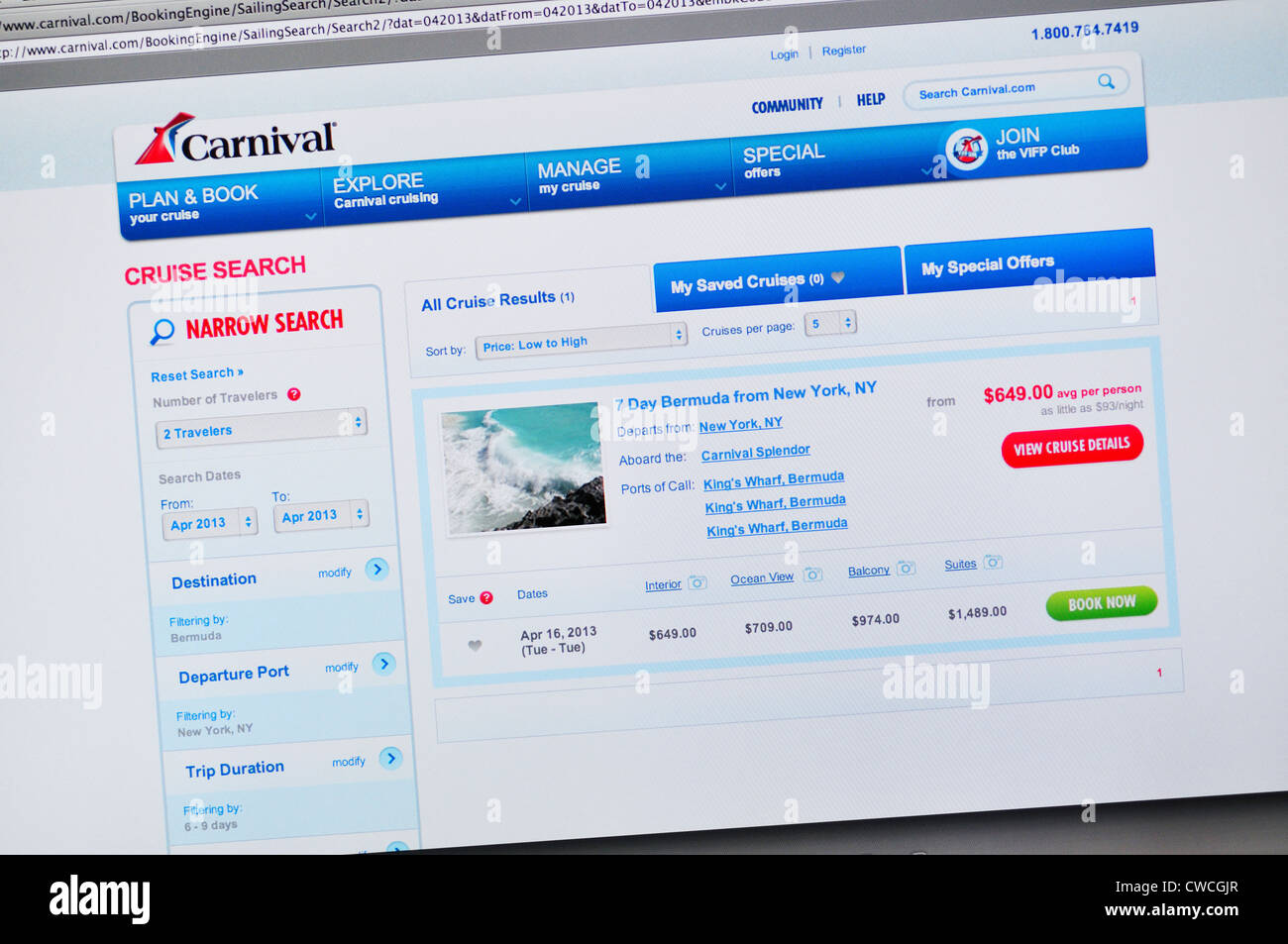 Carnival Cruises website Stock Photo - Alamy