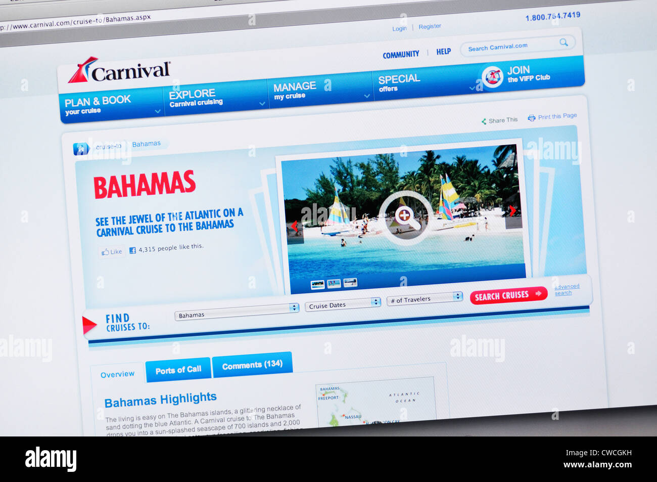 Carnival Cruises website Stock Photo - Alamy