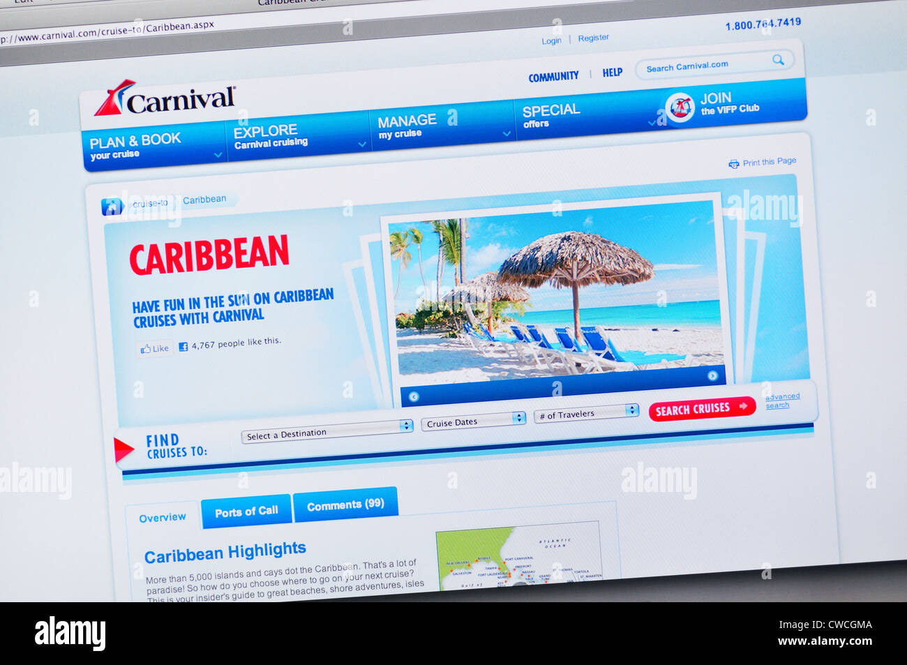 Carnival Cruises website Stock Photo - Alamy