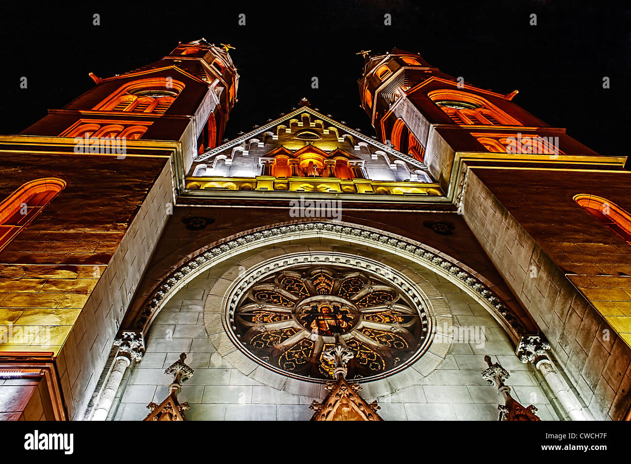 Front View Modern Inspiring House Integrating Colourful Lights In ...