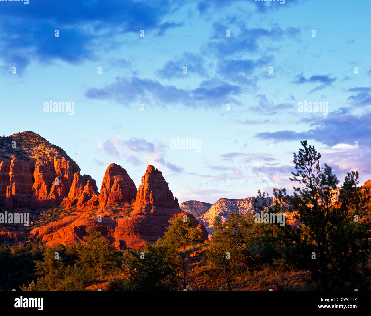 The Madonna and the Nuns rock formations at sunset. Sedona, Arizona ...