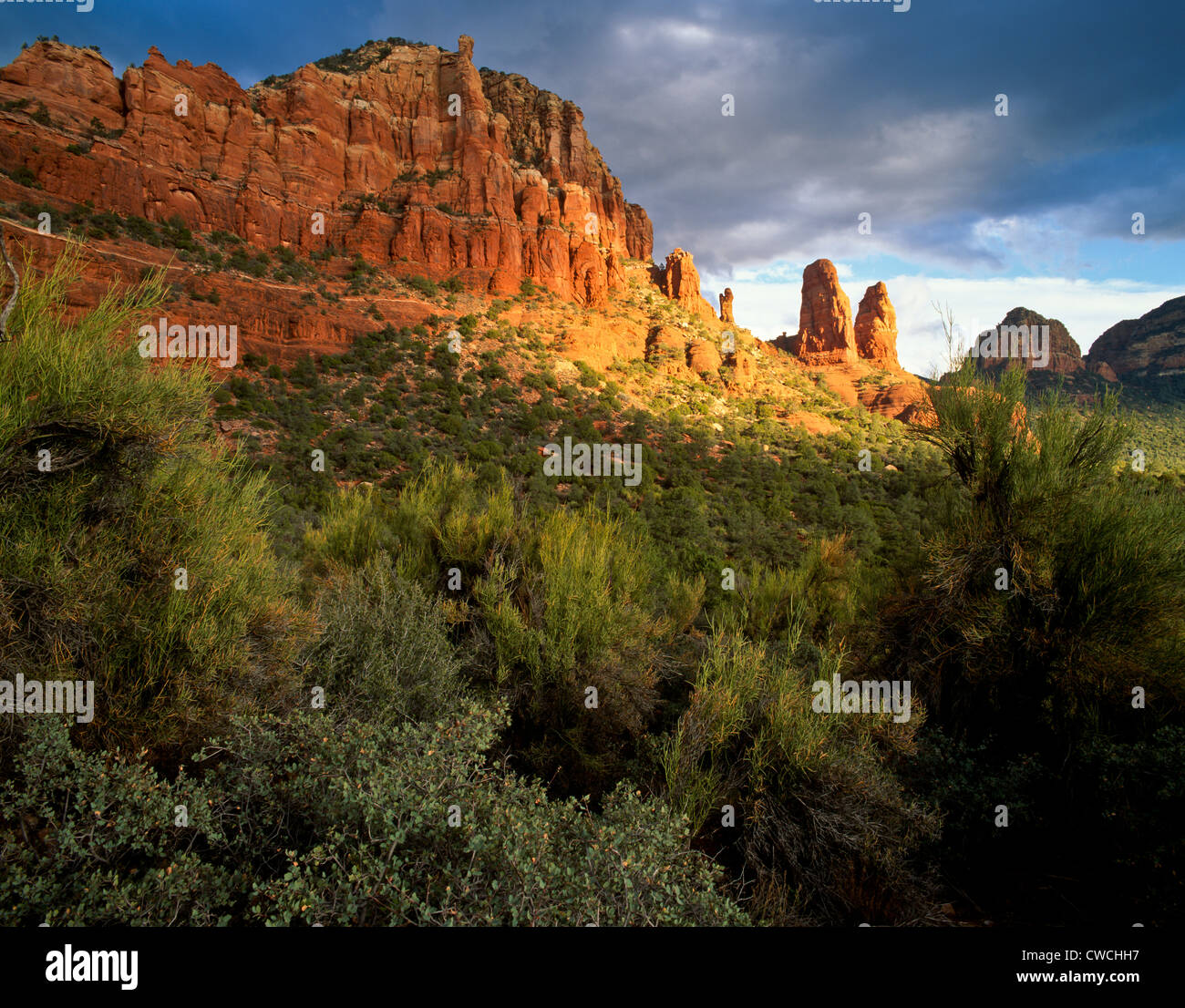 The Madonna and the Nuns rock formations at sunset. Sedona, Arizona ...