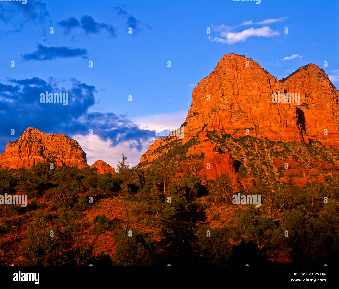 The Madonna and the Nuns rock formations at sunset. Sedona, Arizona ...