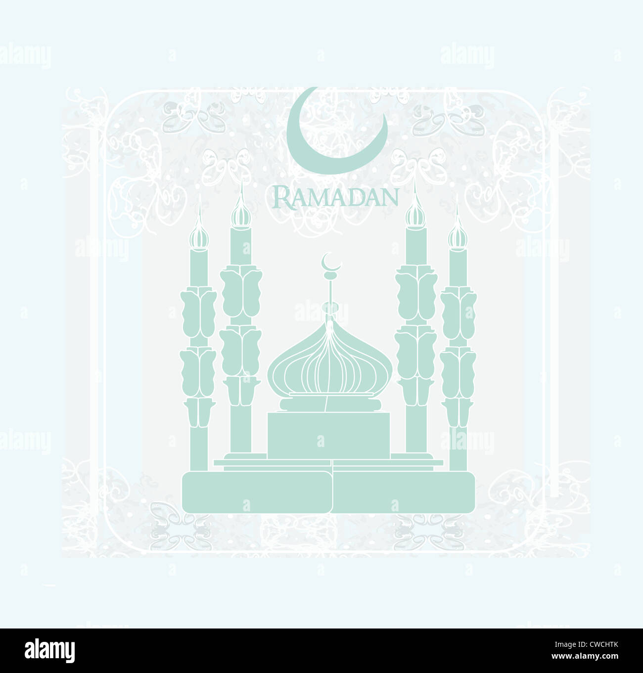 Ramadan background - mosque silhouette vector card Stock Photo - Alamy