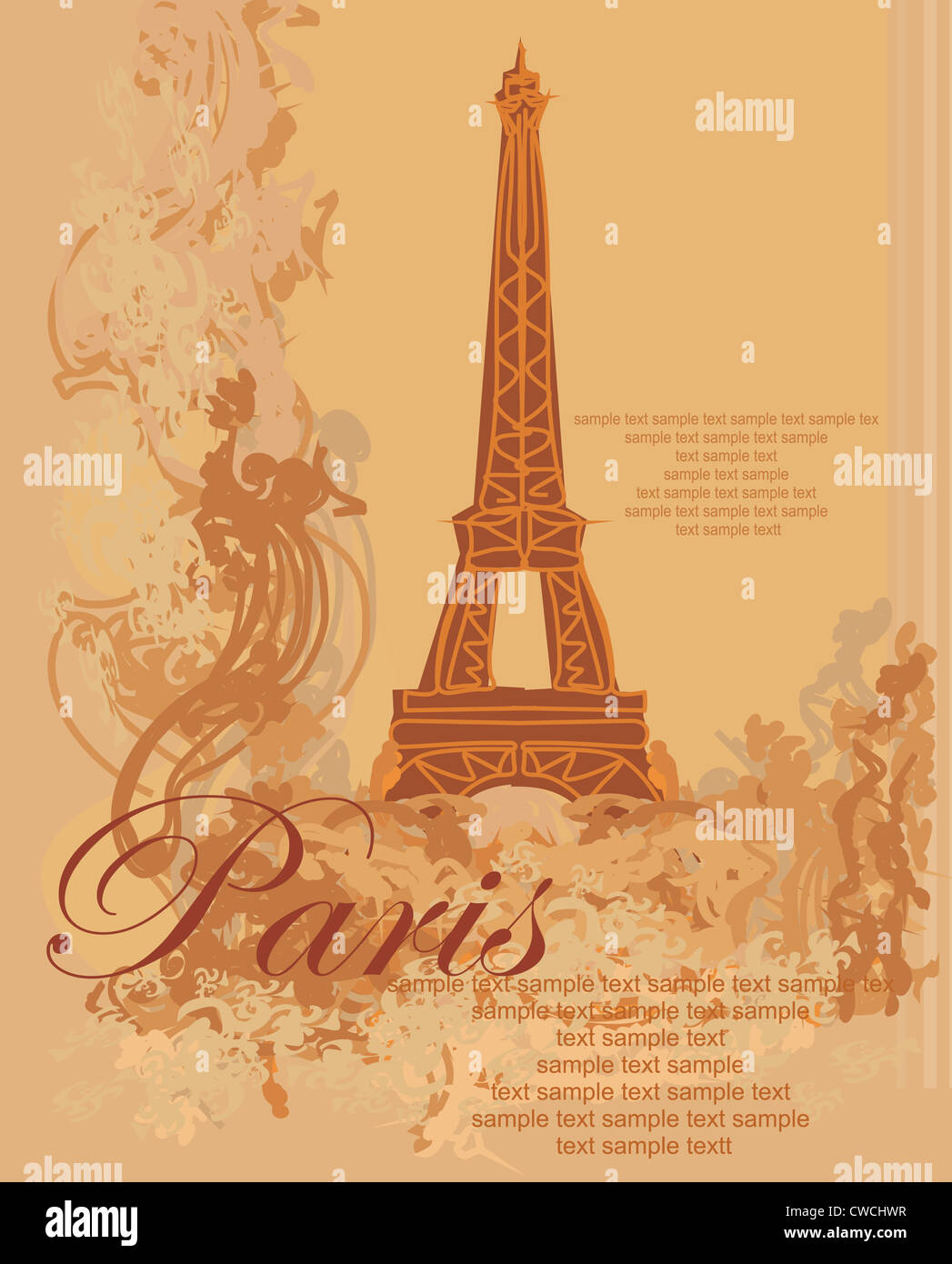 vintage retro Eiffel in Paris card Stock Photo - Alamy