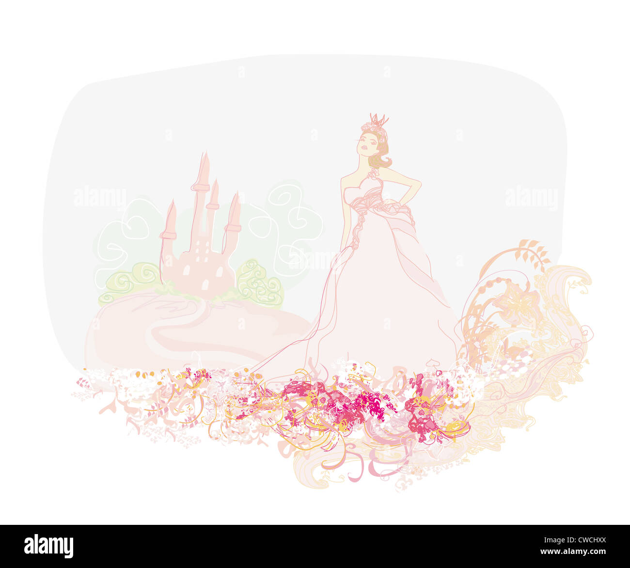 Beautiful young princess in front of her castle Stock Photo - Alamy
