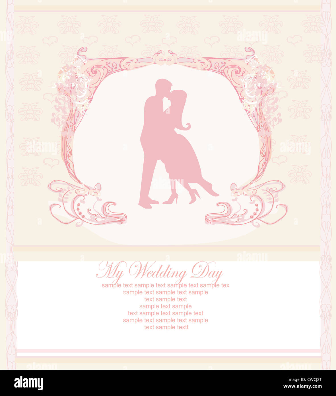 wedding couple kissing - vintage background Stock Photo - Alamy