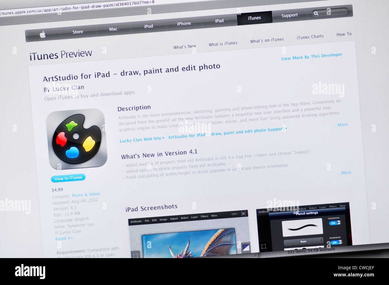Artstudio app website - draw, paint and edit photos Stock Photo - Alamy