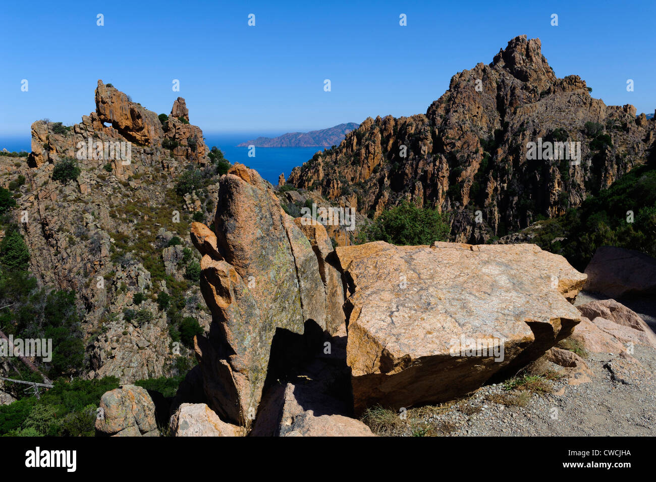 Cliffs Les Calanche de Piana, Corsica, France, Unesco-Heritage Site ...
