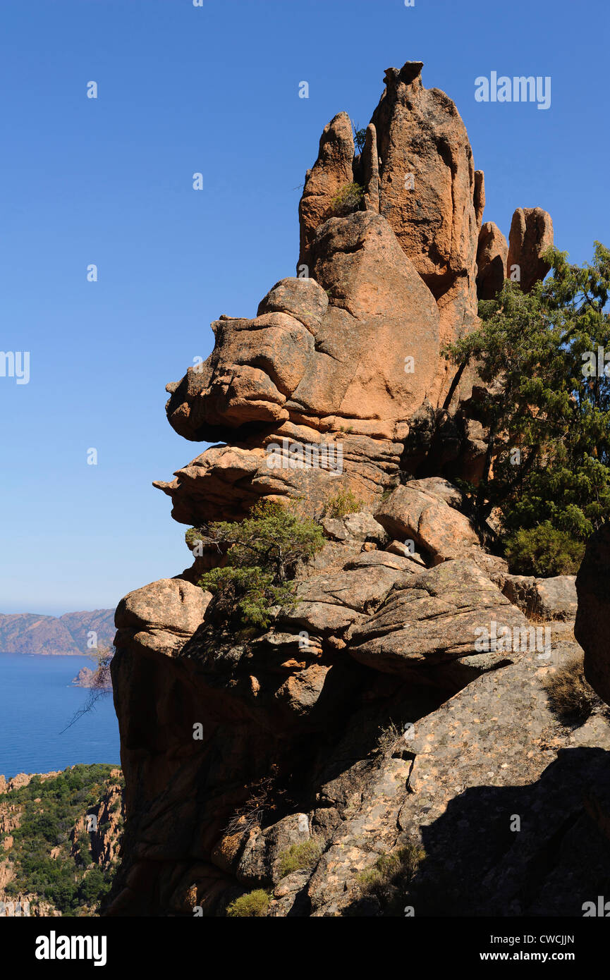 Cliffs Les Calanche de Piana, Corsica, France, Unesco-Heritage Site ...
