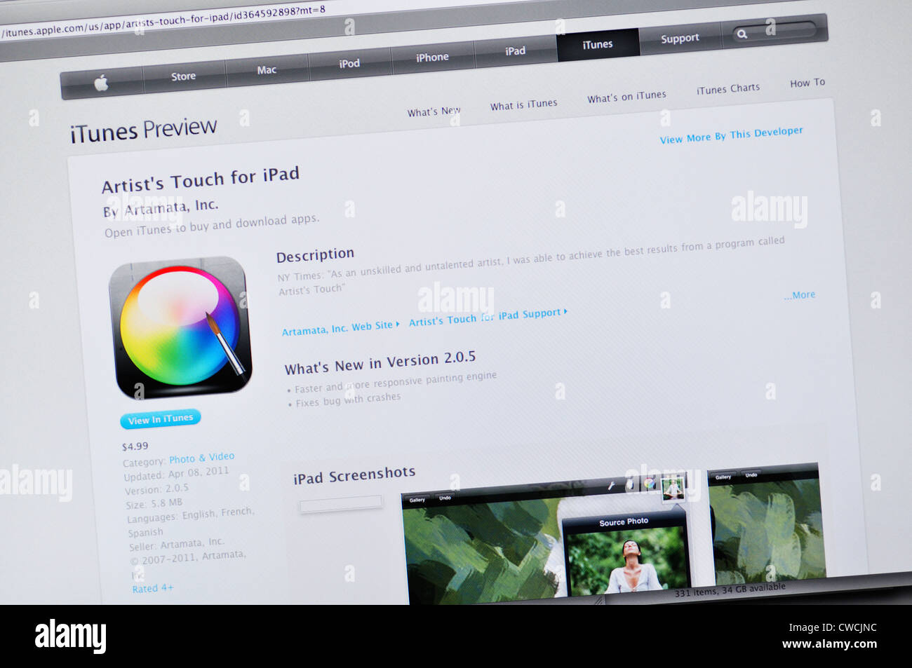 Artist's Touch app website - create masterpiece artwork Stock Photo - Alamy