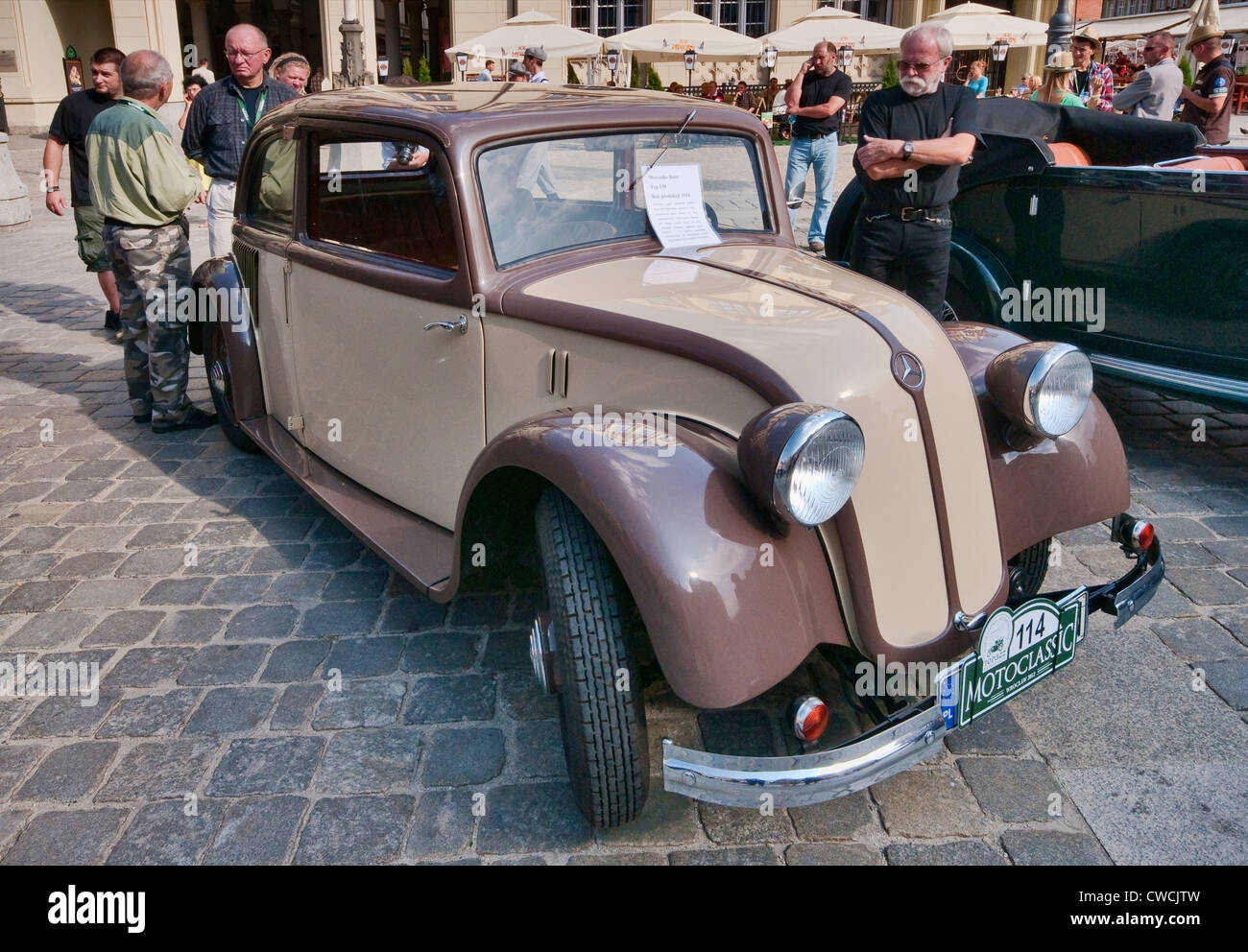 1934 Mercedes Benz 130, rear engine automobile at Motoclassic car show ...