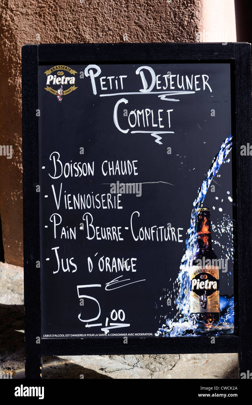 Menu and ad for Pietra-beer (brewed of chestnut) in L'Ile Rousse ...