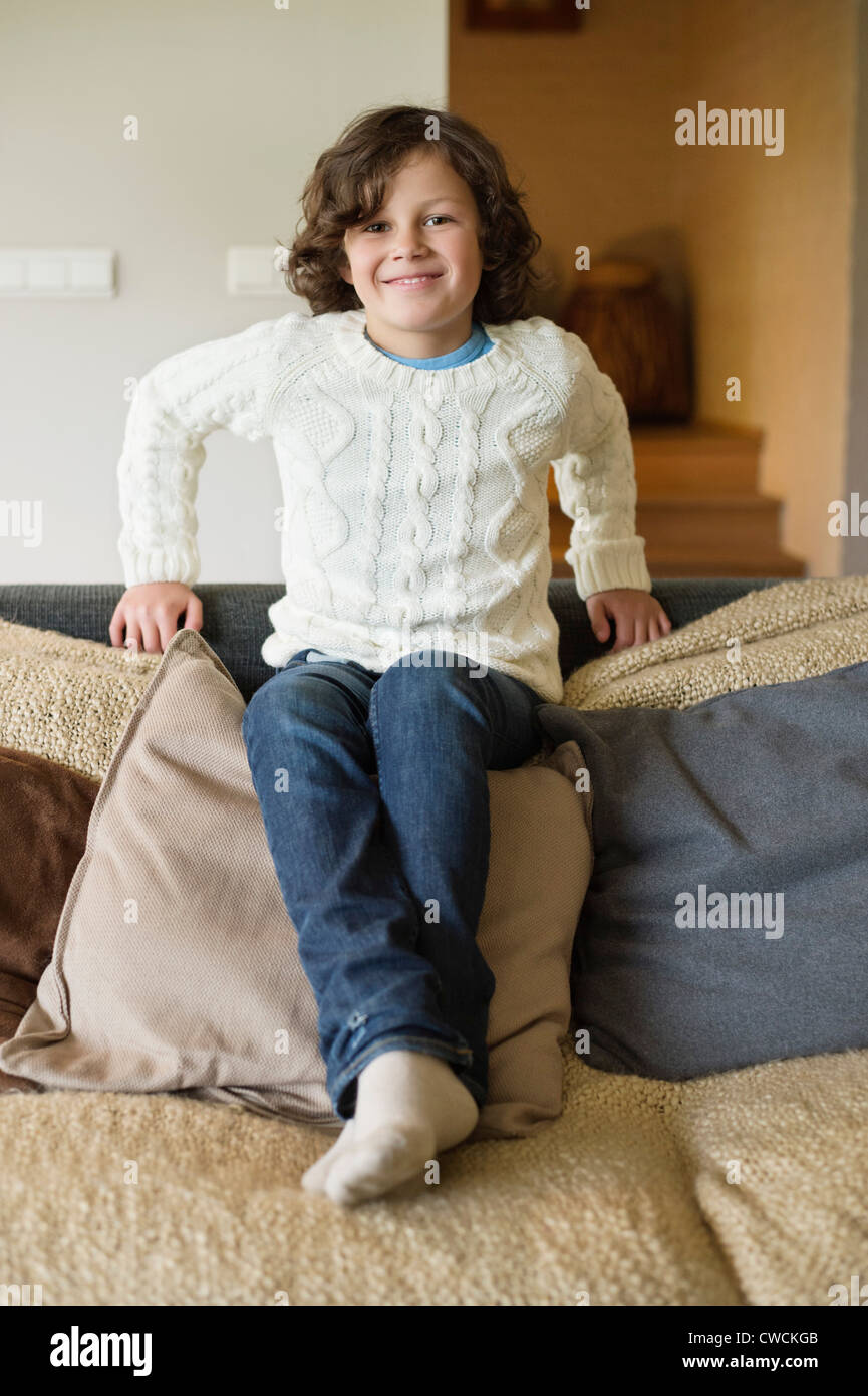 Portrait of a boy smiling at home Stock Photo - Alamy