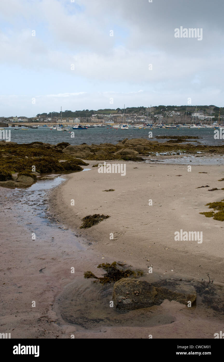 British english countryside seaside landscape hugh town hi-res stock ...
