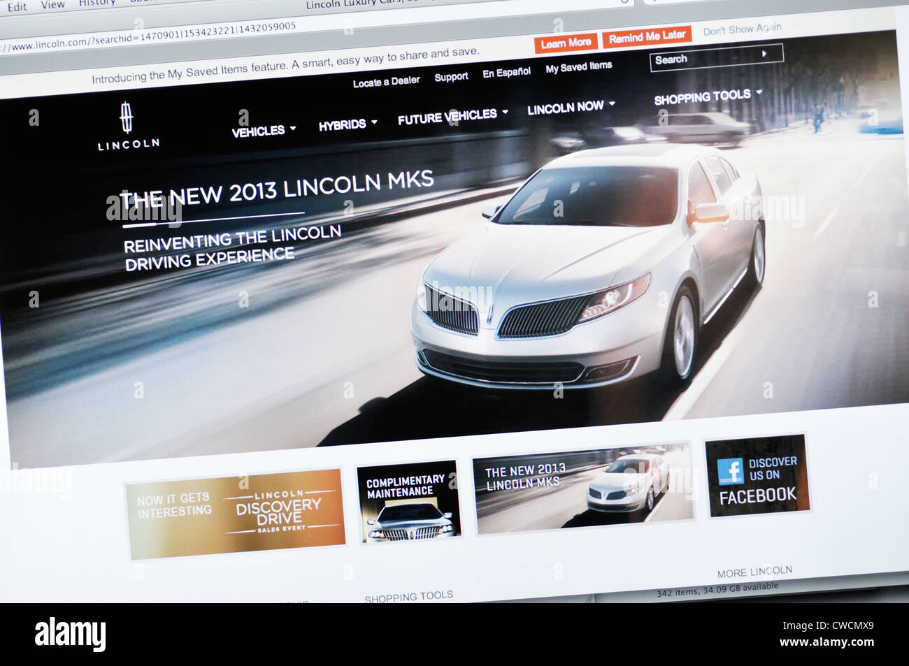 Lincoln luxury cars website Stock Photo - Alamy