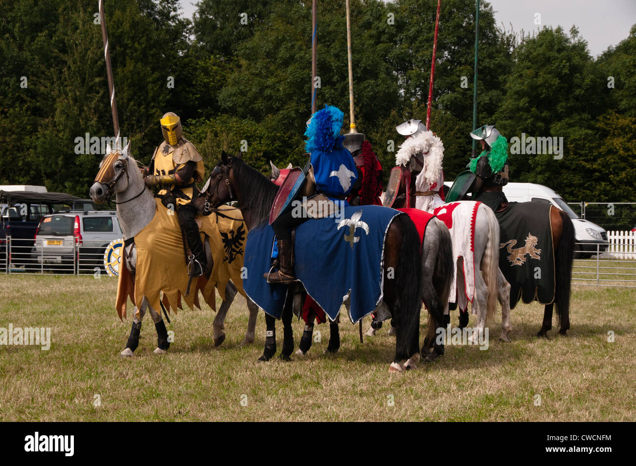 Knights waiting to joust at the Chertsey Show 2012 Surrey England Stock ...